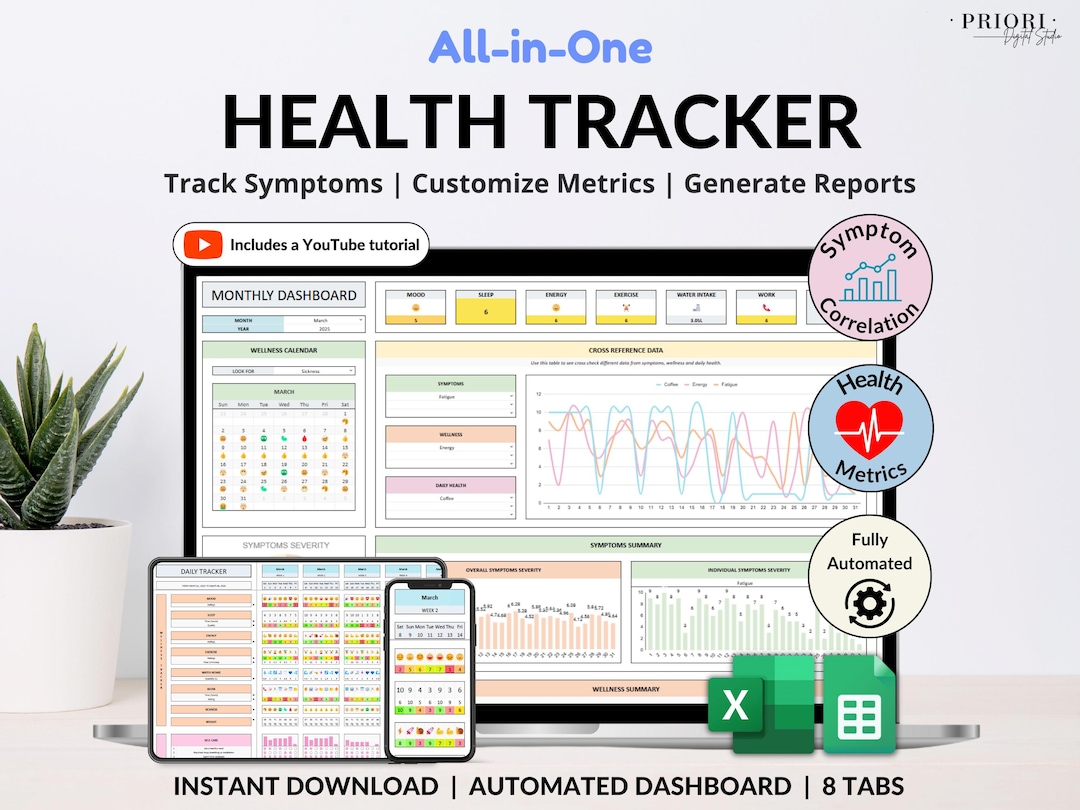 Health Wellness Tracker Spreadsheet Google Sheets Chronic Illness ...