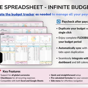 Paycheck Budget Spreadsheet Google Sheets & Excel Template Weekly ...