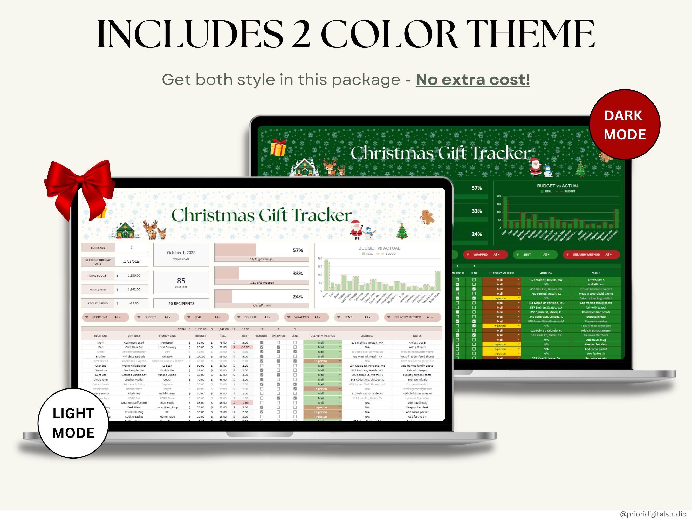 Christmas Gift Tracker Spreadsheet Google Sheet Excel Christmas Budget ...