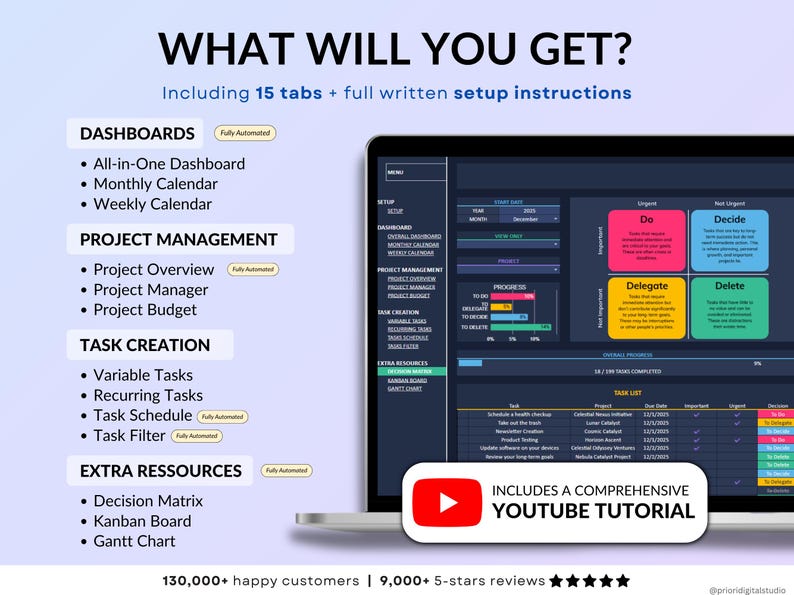 Project Planner Spreadsheet Dark Mode Excel Team Project Management ...