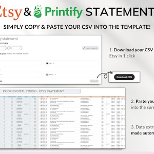 Etsy Seller Bookkeeping Spreadsheet POD Small Business Planner Income ...