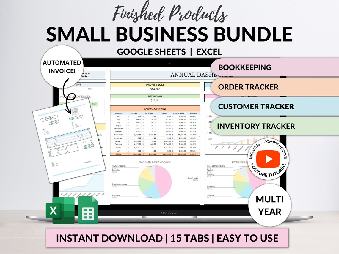 Small Business Tracker Spreadsheet Google Sheets Excel Inventory ...