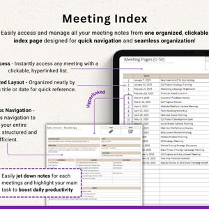 Onenote Planner Meeting Notes Planner Hyperlinked Digital Planner ...