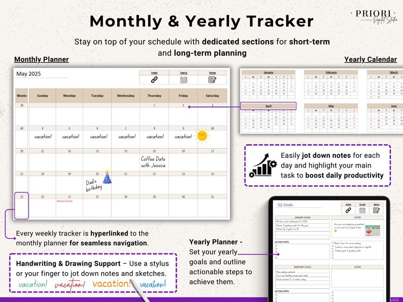 Onenote Template for 2026 Weekly Digital Planner Monthly Onenote ...