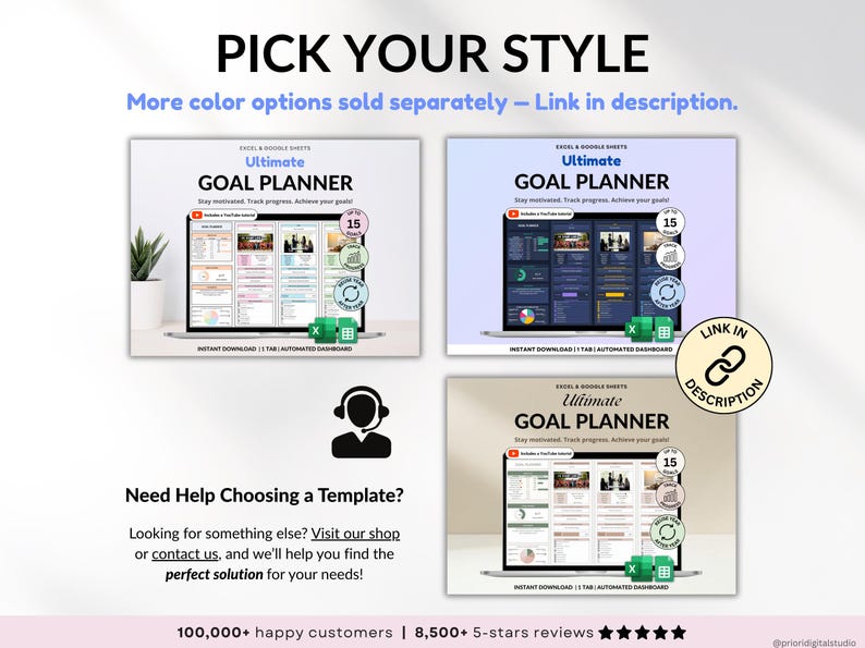 Goal Planner Google Sheets Goal Tracker Excel Spreadsheet Easy Goal ...