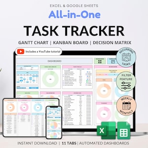 Task Tracker Spreadsheet Template Google Sheets Digital To-do List ...