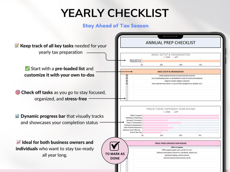 Tax Deduction Tracker Google Sheets Small Business Tax Prep Self ...