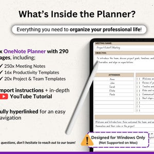 Onenote Planner Meeting Notes Planner Hyperlinked Digital Planner ...