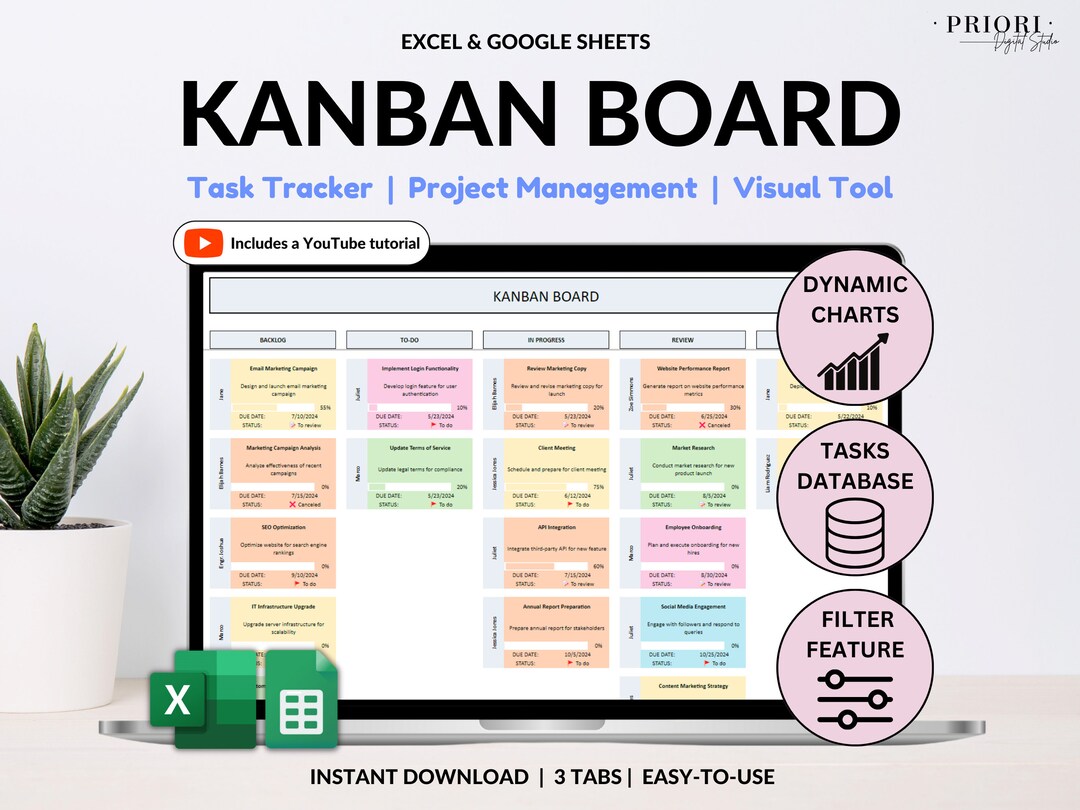 Kanban Board W Task Tracker For Small Business Project Planning To Do List Project Template