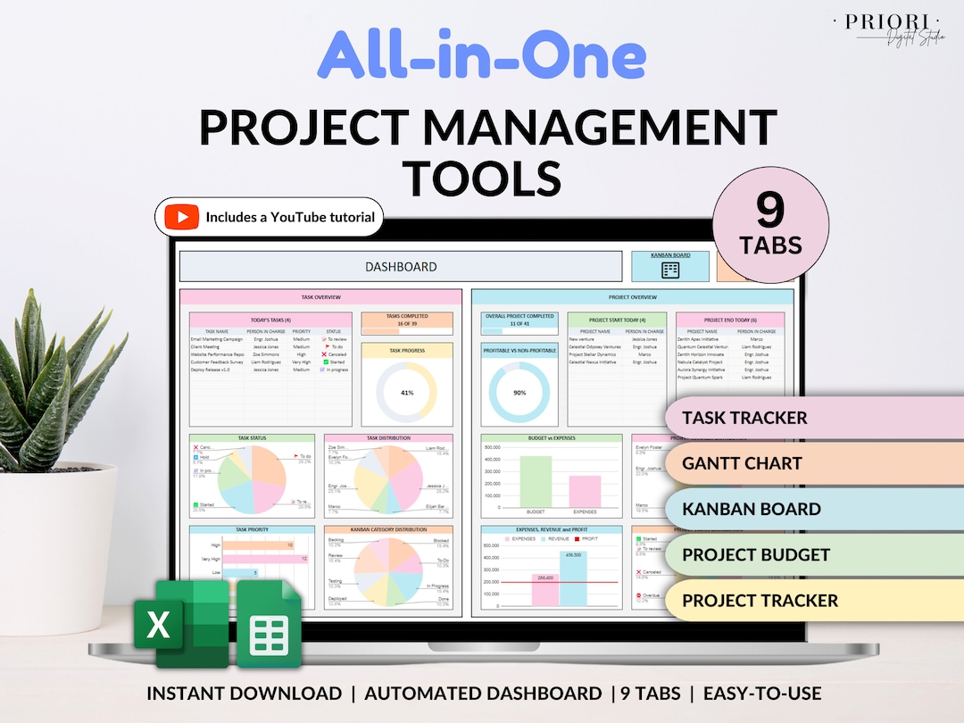 Project Management Tool for Small Business Project Planner Task Tracker ...