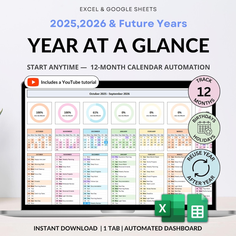 New Year Excel - Etsy
