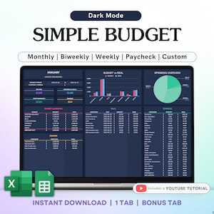 Simple Budget Spreadsheet Dark Mode Monthly Budget Spreadsheet Google ...