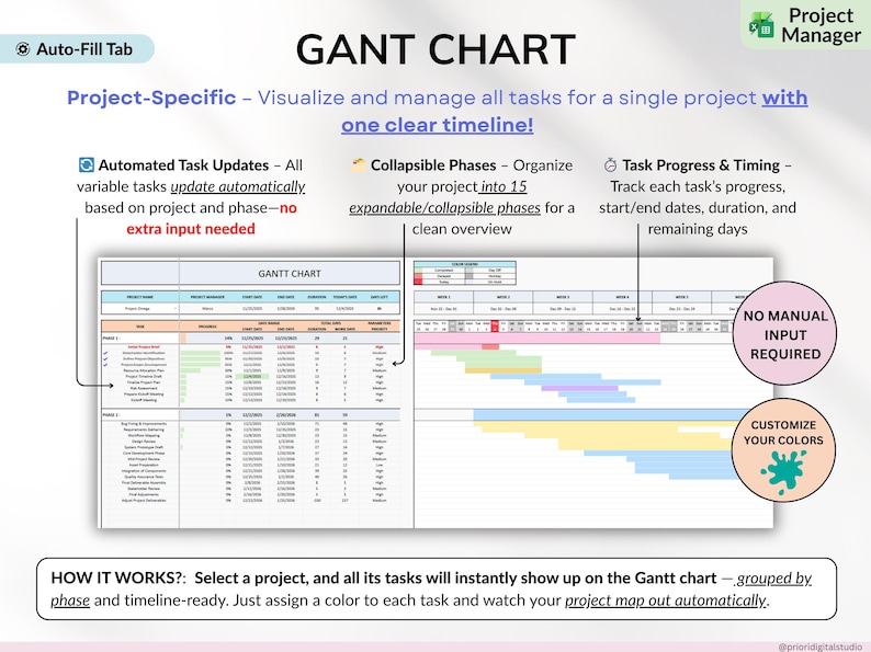 Professional Planner Bundle Project Management Excel Template Task ...