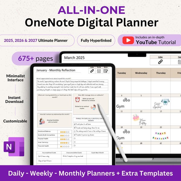 Daily Onenote Template - Etsy UK
