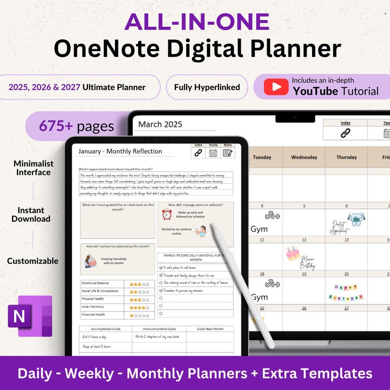 Daily Onenote Template - Etsy UK