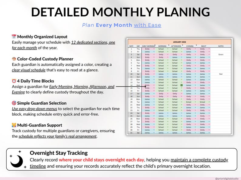 Co Parenting Custody Tracker Google Sheets Visitation Tracker Excel ...