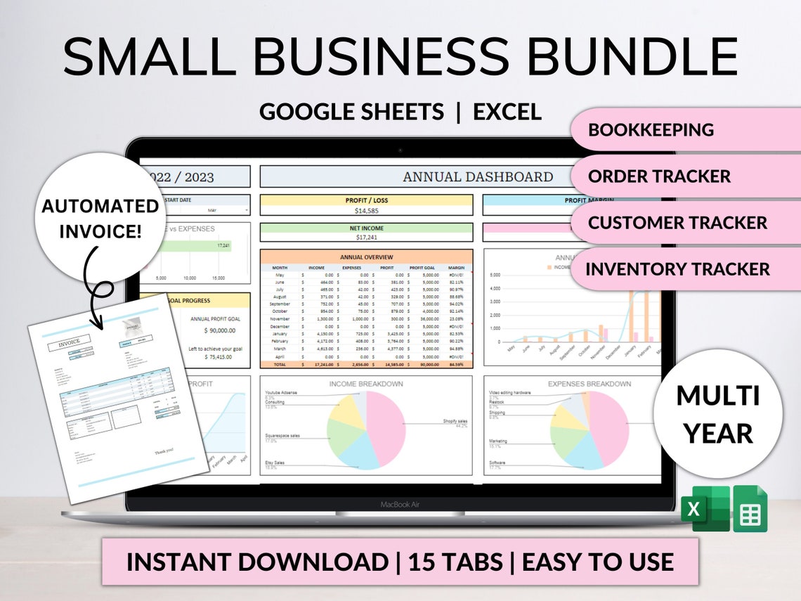 Small Business Tracker Spreadsheet Google Sheets Excel - Etsy Canada