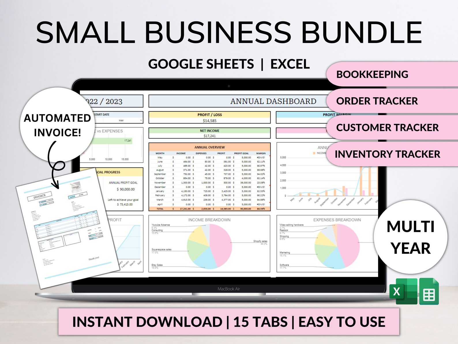 Small Business Tracker Spreadsheet Google Sheets Excel - Etsy Canada
