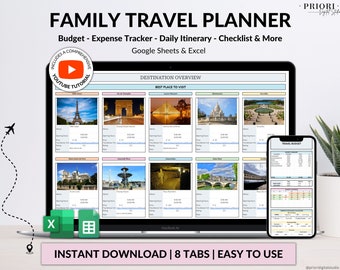 Travel Planner Google Sheets Excel Template Holiday Organizer Travel ...