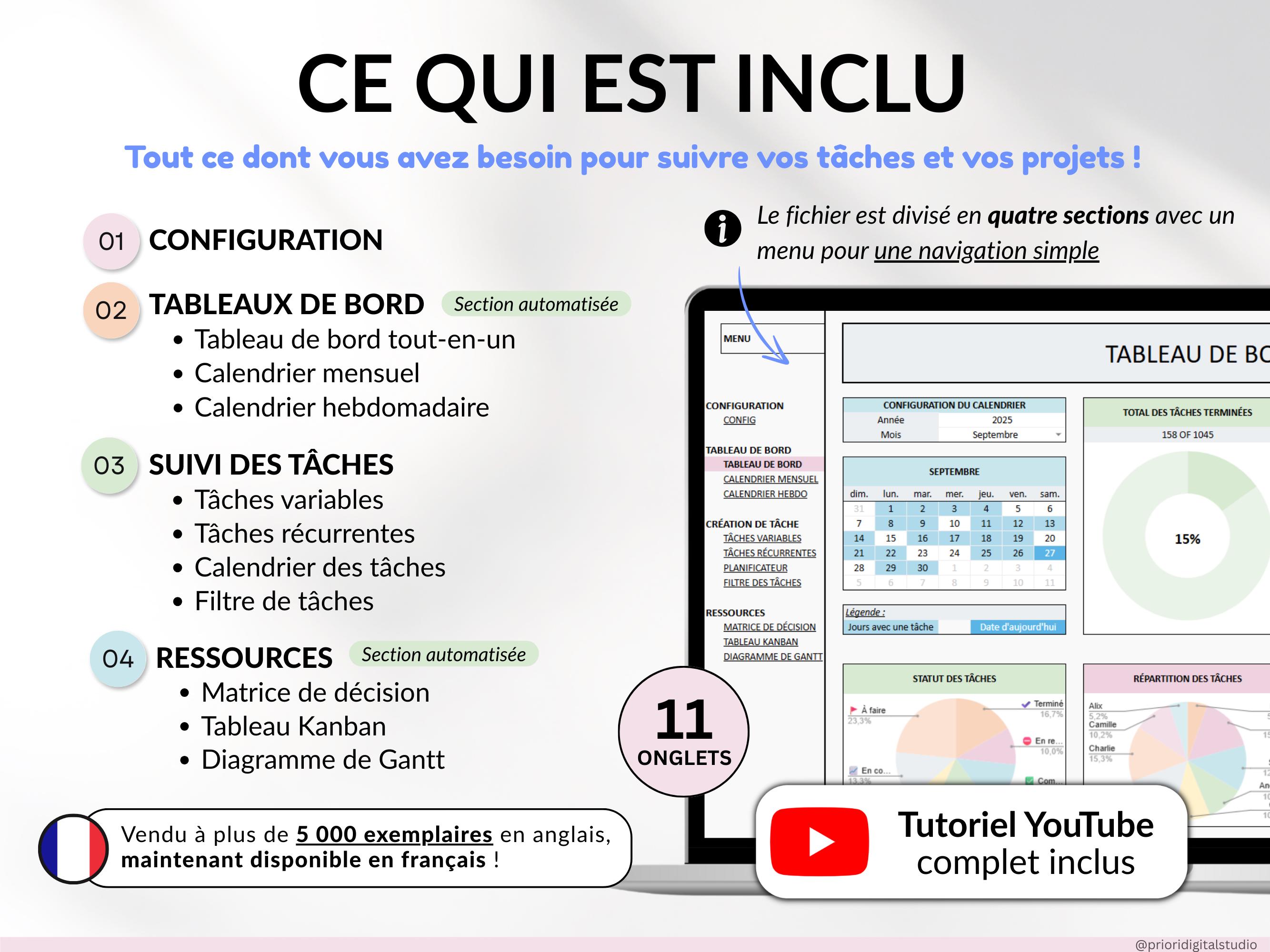 To Do List Calendrier Automatisé Français Template Google Sheets Modèle ...