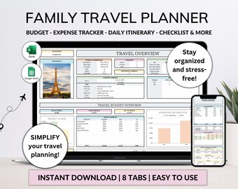 Travel Planner Spreadsheet Google Sheets Template Travel Organizer Trip ...