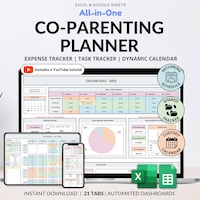 Coparenting Visitation Calendar Log Spreadsheet, Child Custody Calendar, Parenting Time Tracker ...