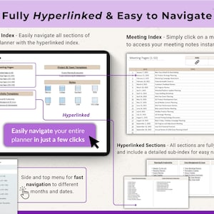 Onenote Planner Meeting Notes Planner Hyperlinked Digital Planner ...