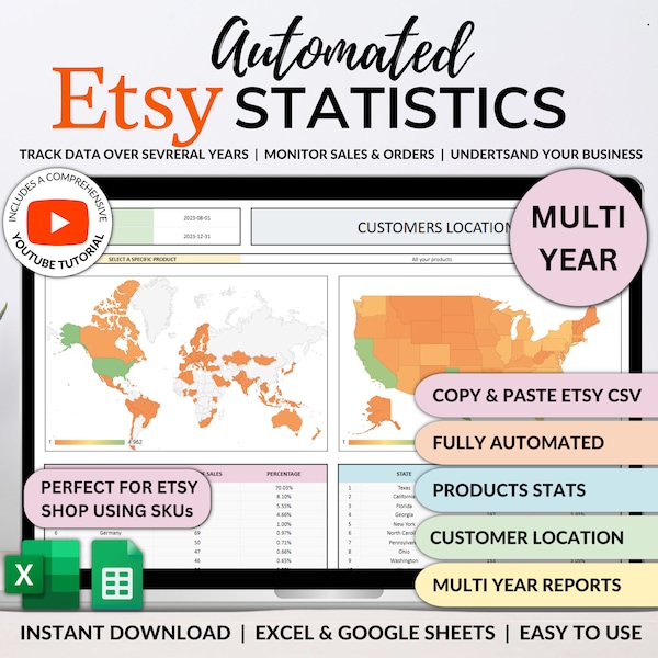 Sales Metrics Dashboard Excel - Etsy Sales Metrics Dashboard Excel - Etsy