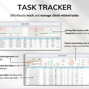 Client Tracker Spreadsheet for Small Business W/ Task Tracker Customer ...