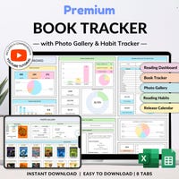 Book Tracker & Reading List Spreadsheet Google Sheets Excel Book Series ...