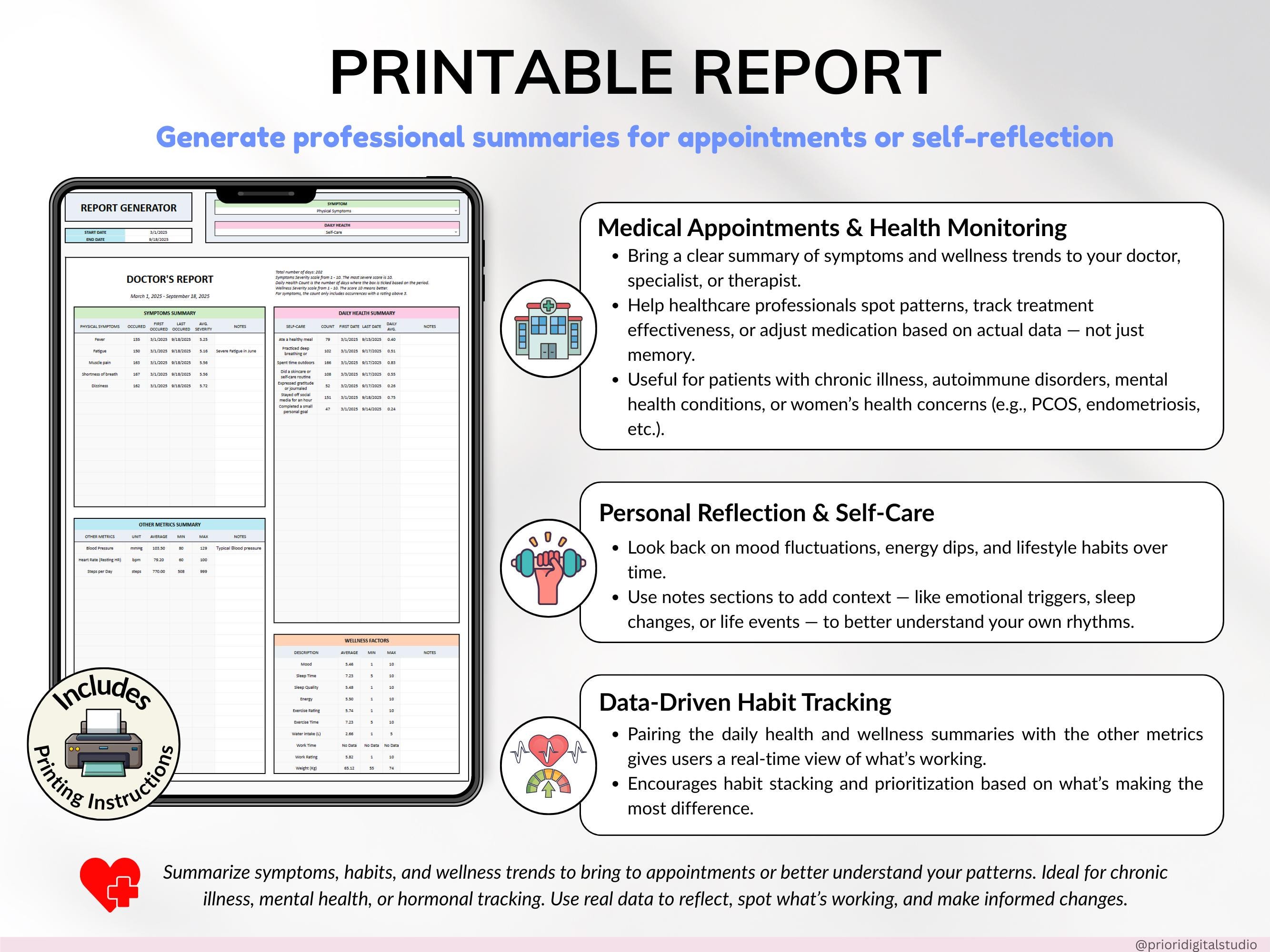Health Wellness Tracker Spreadsheet Google Sheets Chronic Illness ...