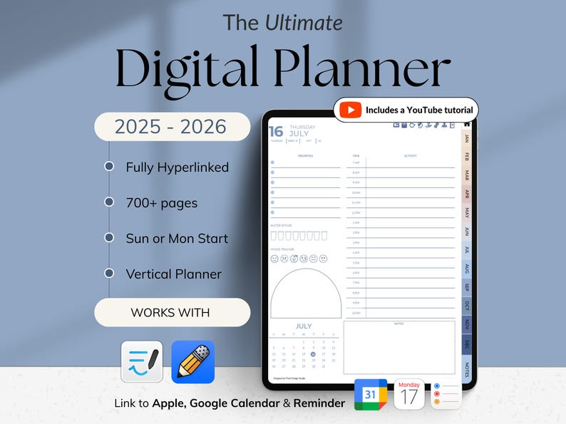 Digital Planner 2025 2026 Goodnotes Notebook Notability Planner All-in ...