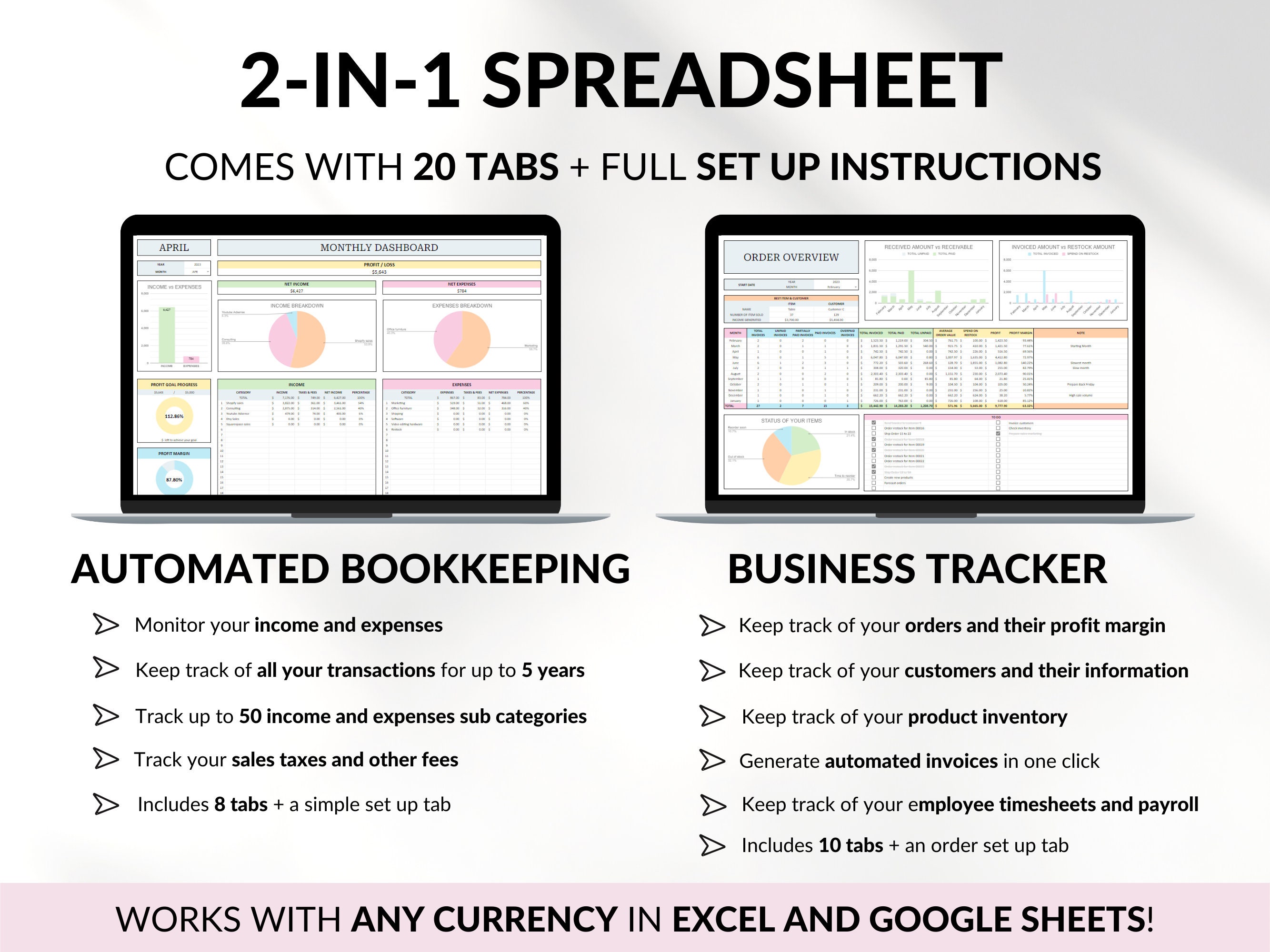 Small Business Tracker Spreadsheet Google Sheet Excel Inventory Tracker ...