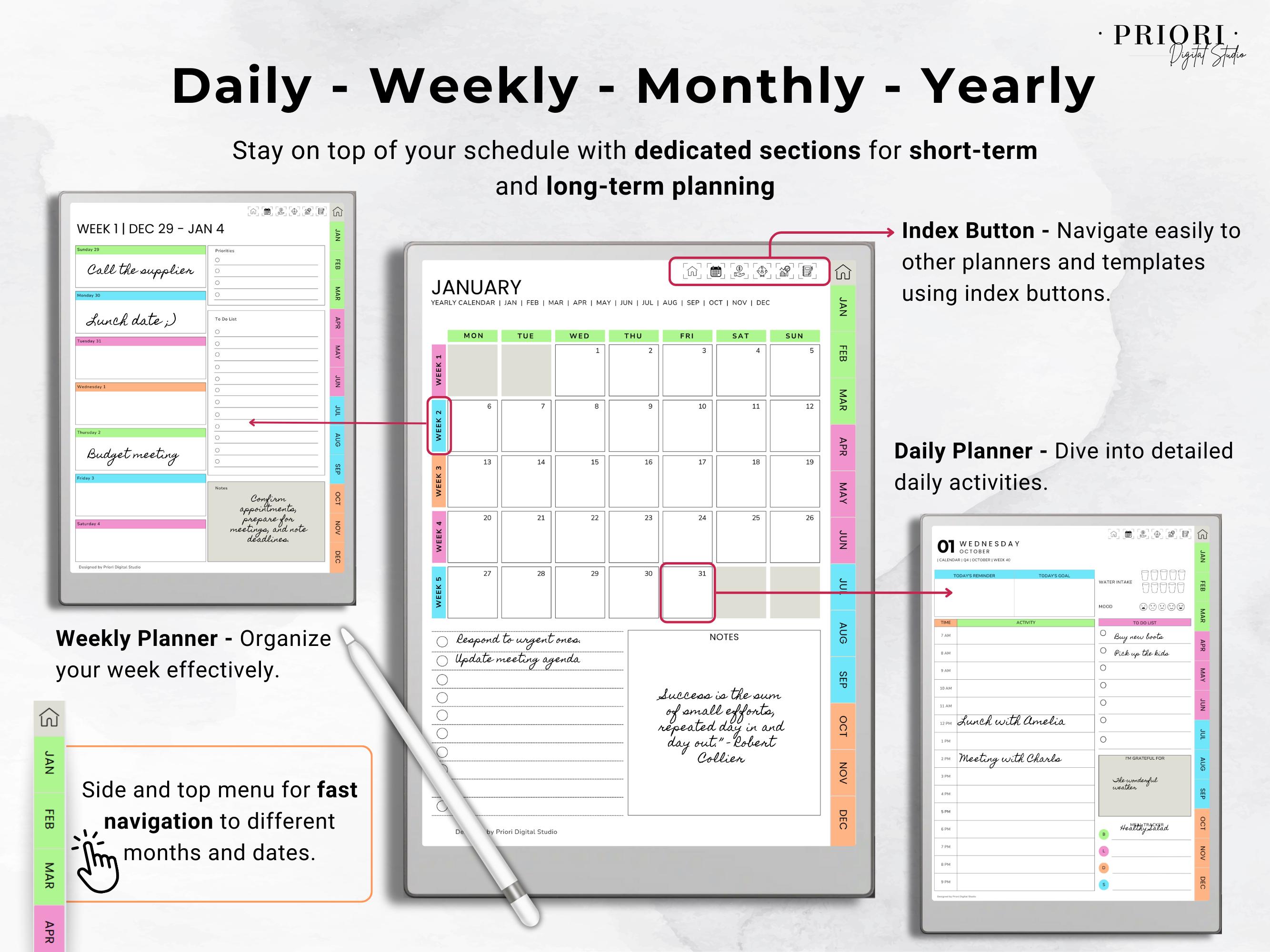 Remarkable Digital Planner 2026 Daily Planner Remarkable 2 Template ...