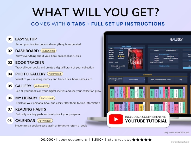Book Tracker Reading Journal Google Sheets Excel Book Planner Digital ...