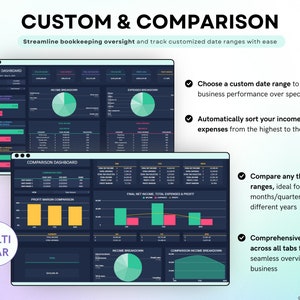 Small Business Bookkeeping Spreadsheet Dark Mode Income Expense Tracker ...