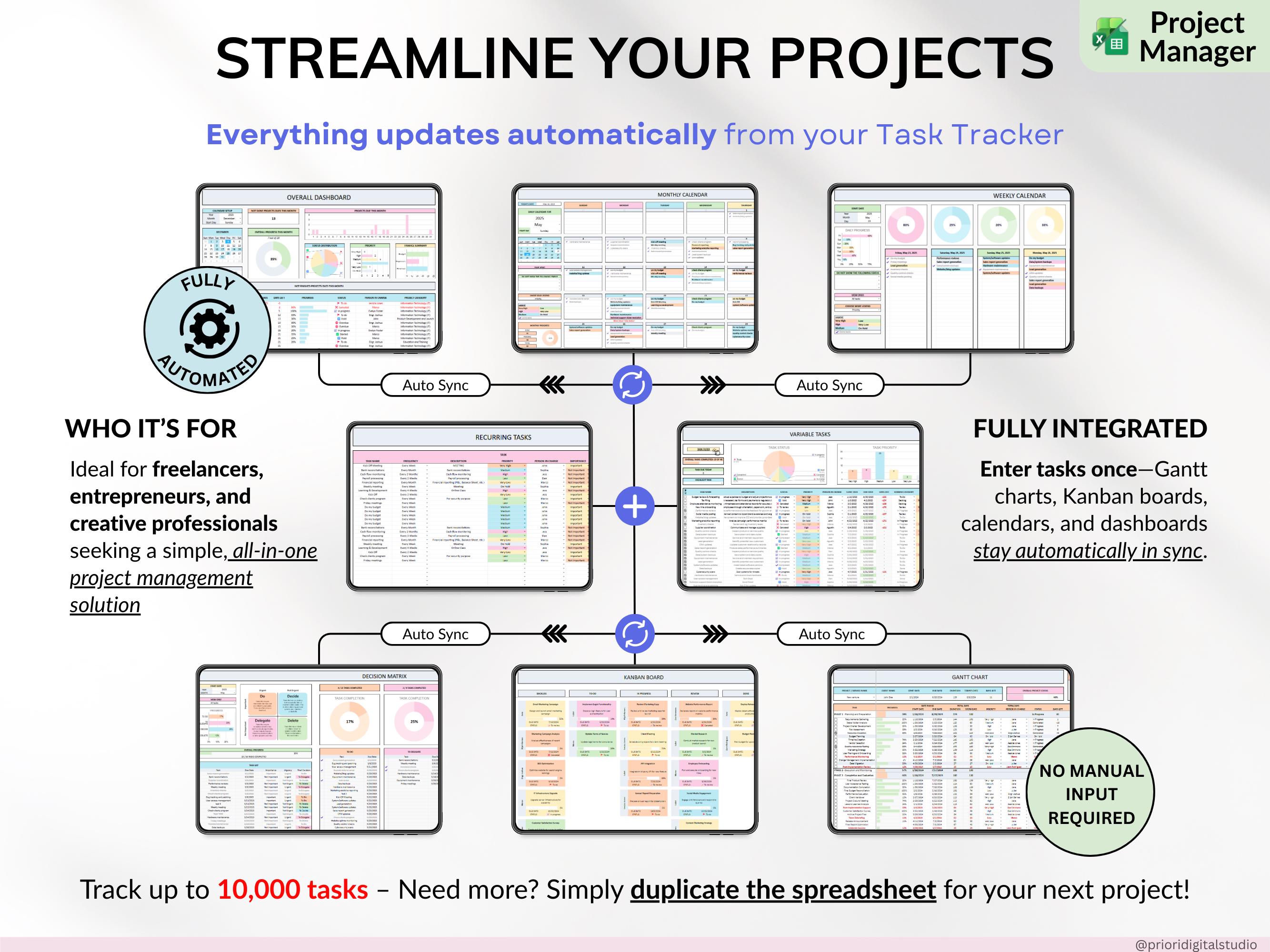 Professional Planner Bundle Project Management Excel Template Task ...