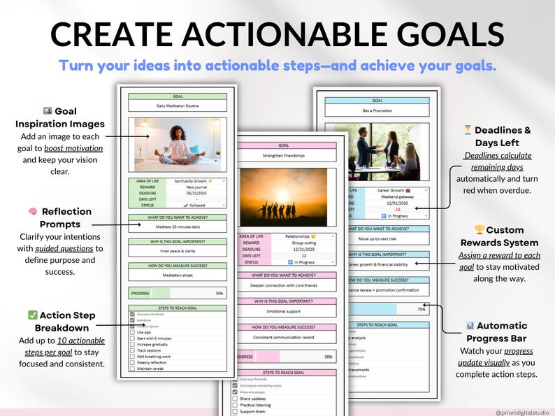 Goal Planner Google Sheets Goal Tracker Excel Spreadsheet Easy Goal ...