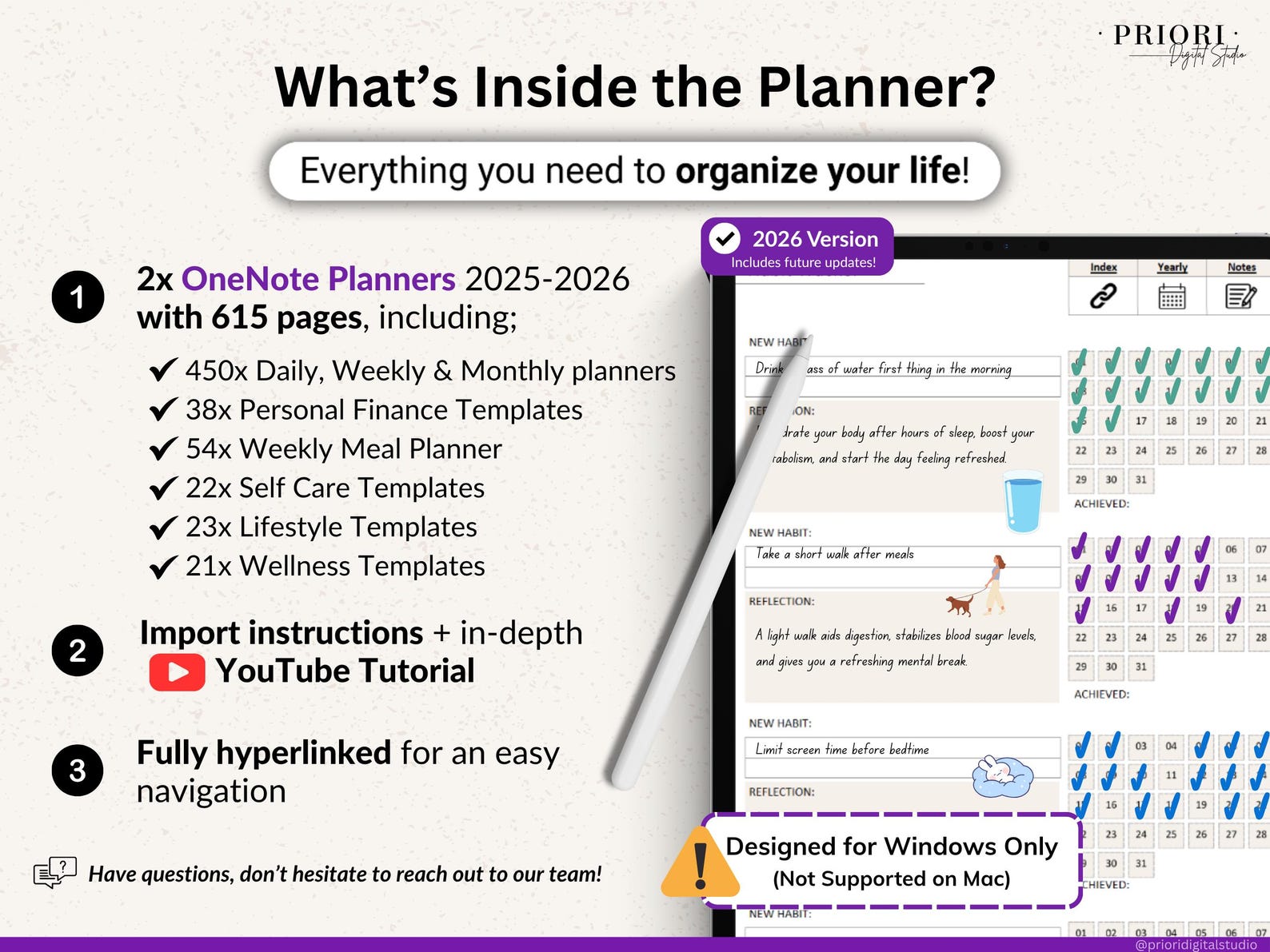 Onenote Digital Planner for 2025 2026 Onenote Template Hyperlinked ...