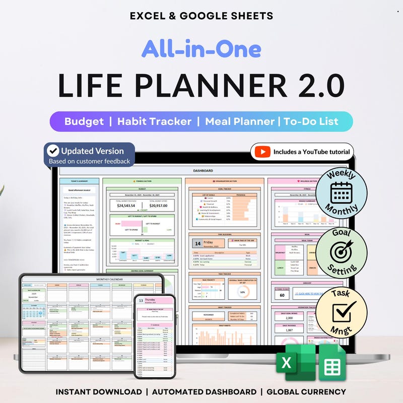 Google sheets habit tracker free - Etsy México