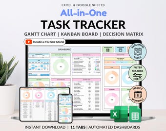 Task Priority Tracker Excel Google Eisenhower Matrix Spreadsheet to Do List Template Kanban ...