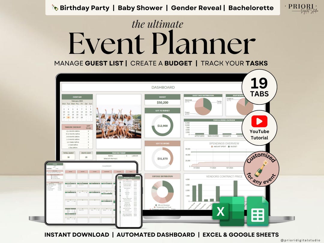 Event Planner Spreadsheet Party Planning Spreadsheet Google Sheets ...