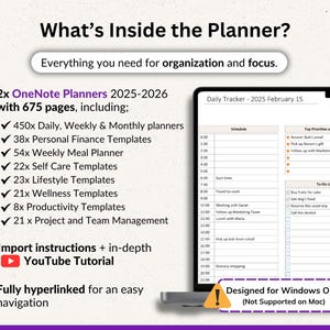 Onenote Planner 2025 2026 Digital Onenote Templates Hyperlinked Planner ...