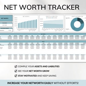 Net Worth Tracker Spreadsheet Google Sheet Excel Net Worth Calculator ...