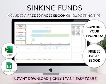 Savings Tracker Sinking Funds Tracker Google Sheets Excel Spreadsheet ...