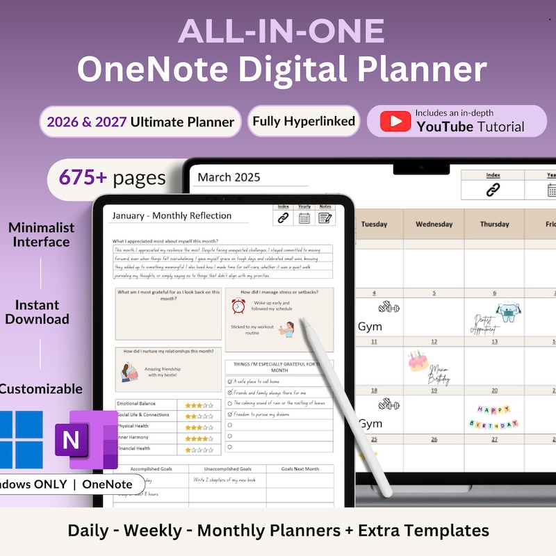 Minimalist Onenote Template - Etsy