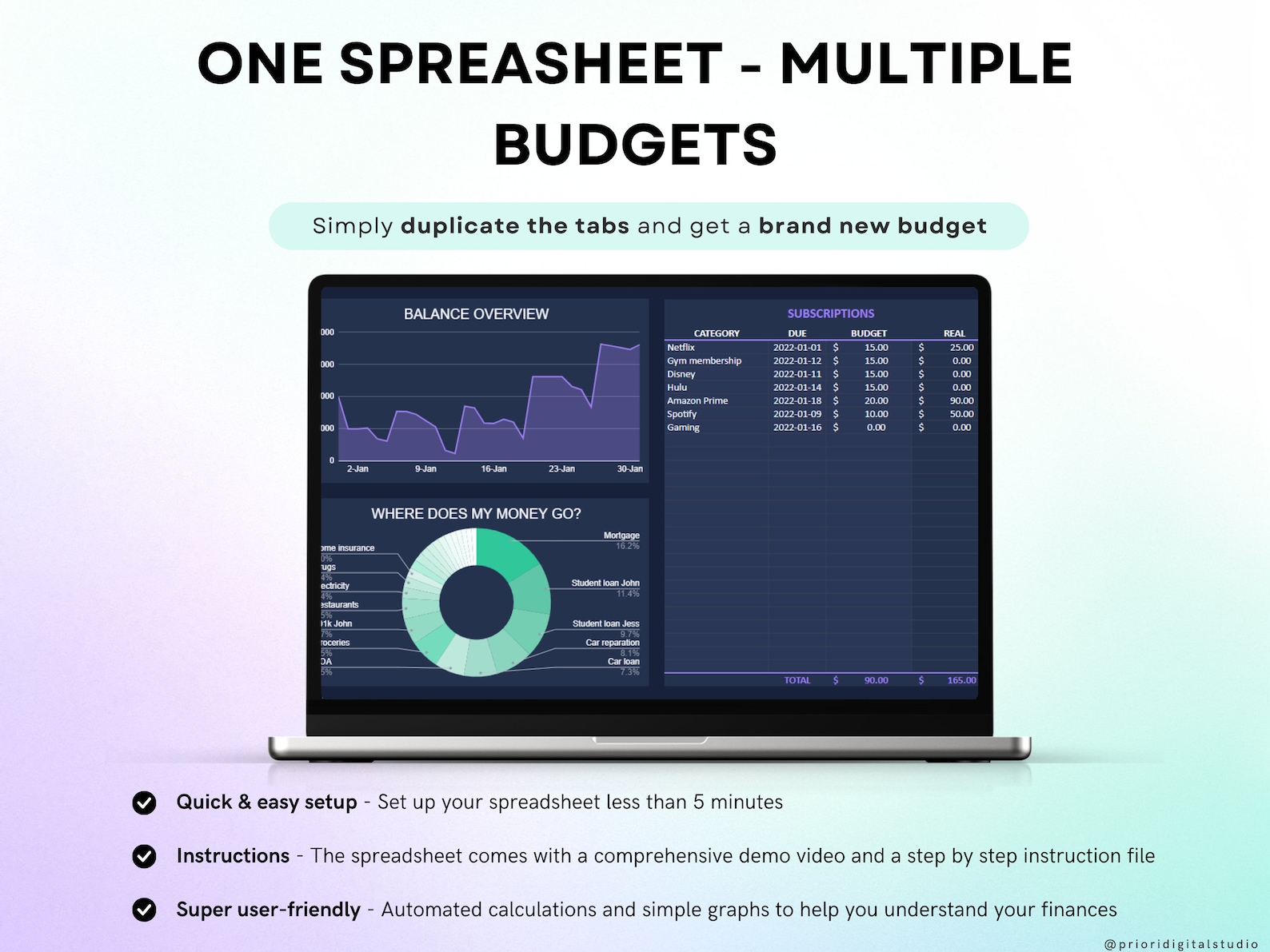Simple Budget Spreadsheet Dark Mode Monthly Budget Spreadsheet Google ...