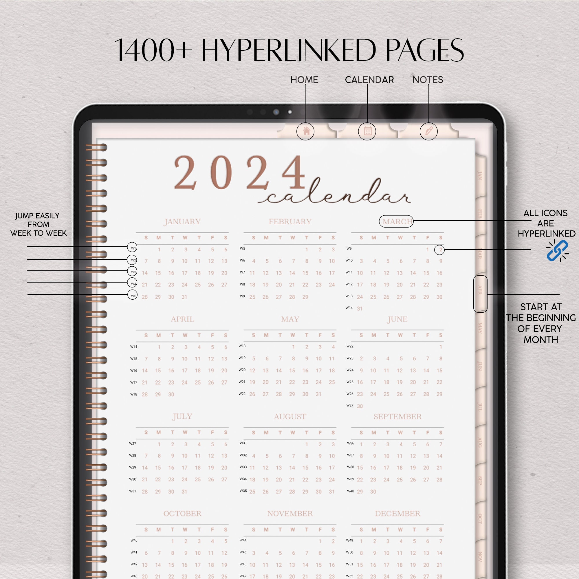 2024 Digital Planner Goodnotes 1400 Pages iPad Dated Planner Good Notes ...