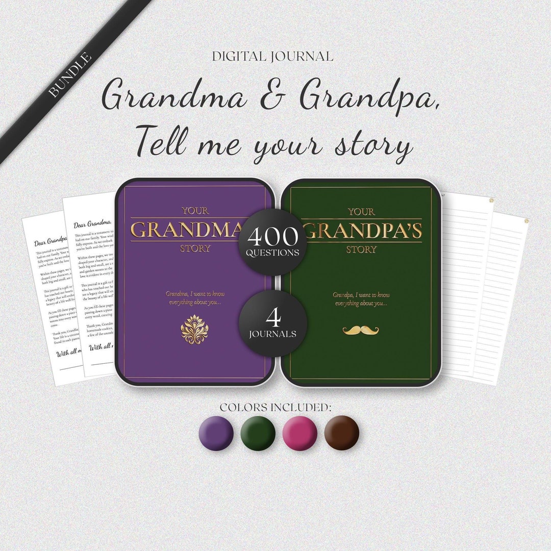 Grandparents' Story Digital Journal Bundle: 400 Prompts (instant ...