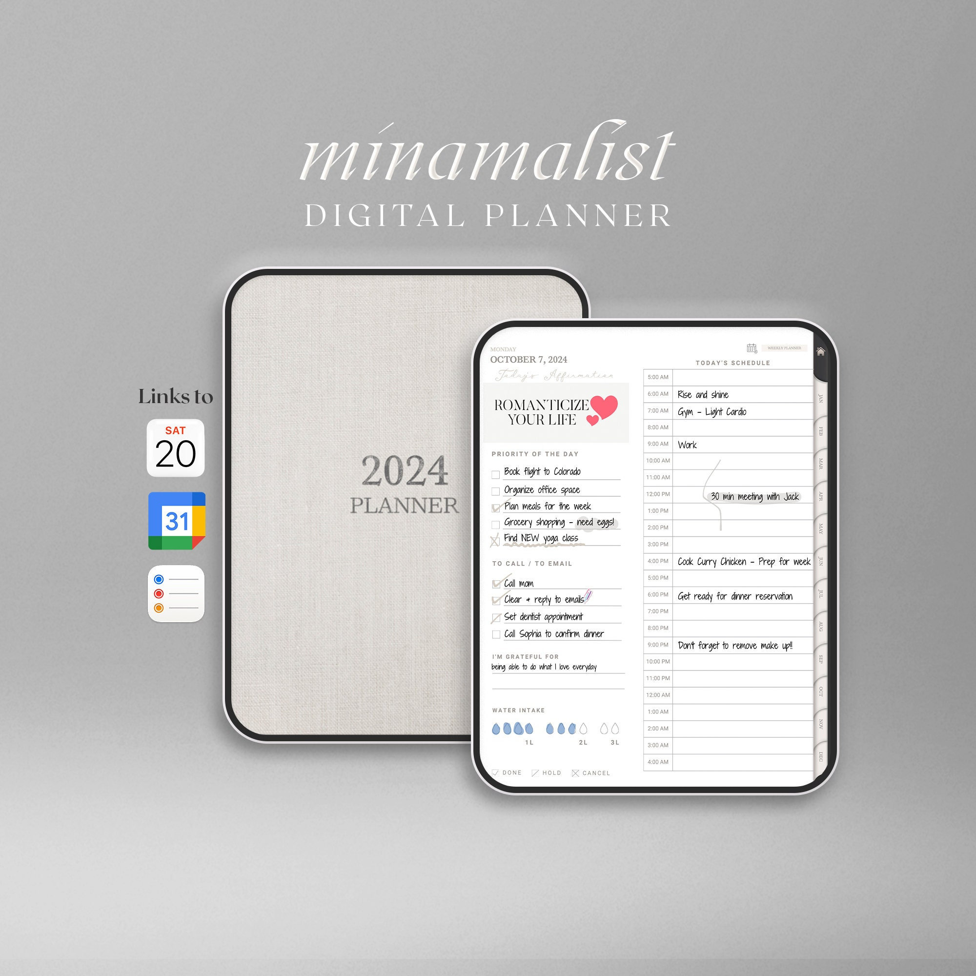 2024 Digital Planner for Goodnotes and Notability Minimalist Design ...